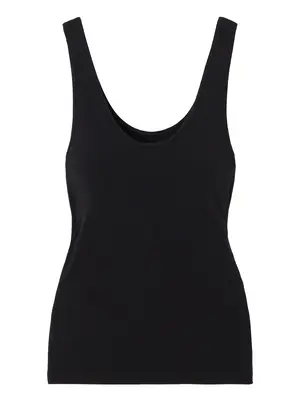 Another Tomorrow Stretch Lyocell And Organic Cotton-blend Jersey Tank Top - Black