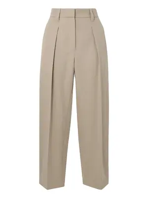 Brunello Cucinelli Cropped Tapered Twill Pants - Neutrals