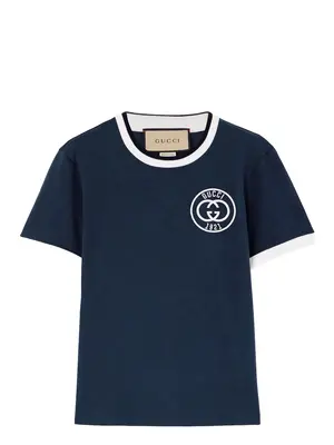Gucci Embroidered Cotton-jersey T-shirt - Blue