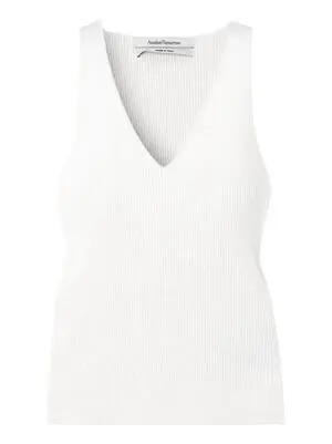 Another Tomorrow Ribbed Jersey Tank Top - White