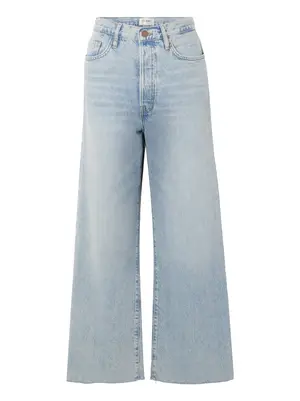 FRAME Le Low Baggy Distressed High-rise Wide-leg Jeans - Blue