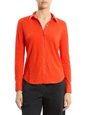 Theory Organic Cotton Button-up Shirt - Poppy
