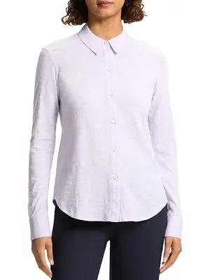 Theory Theory Organic Cotton Button-Up Shirt Soft Iris