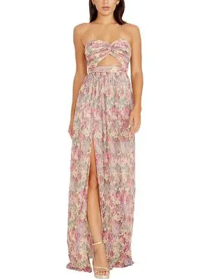 Dress The Population Angelique Strapless Dress - Bright Fuchsia Multi