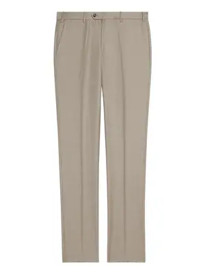 Giorgio Armani Giorgio Armani Flat-Front Wool Trousers Solid Medium Brow