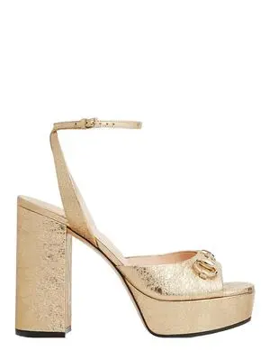 Gucci Horsebit Platform Sandals - Gold
