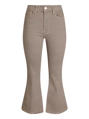 FRAME Le Crop Flare Houndstooth Jacquard Pants - Light Brown