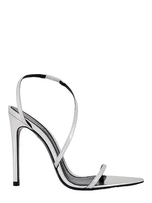 Retrofete Naomi Metallic Leather Stiletto Sandals - Silver
