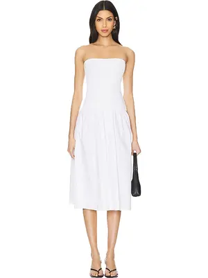 WeWoreWhat Ribbed Jersey Knit And Poplin Midi Dress - White
