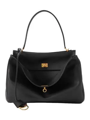 Balenciaga Rodeo Medium Leather Shoulder Bag Black