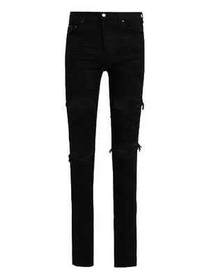 Amiri Skinny Jeans With Leather Trims - Black