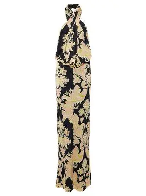 Etro Halterneck Printed Maxi Dress - Black