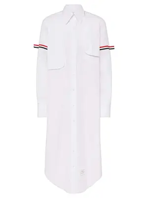 Thom Browne Rwb Stripe Shirt Dress - White