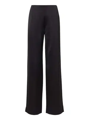 TOTÊME High-rise Wide-leg Satin Pants - Black