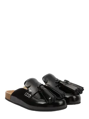 JW Anderson Tasseled Leather Mules - Black