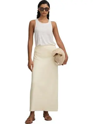 Anna Quan Ines Knitted Cotton Midi Skirt - White