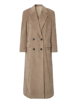 Brunello Cucinelli Double-breasted Corduroy Coat - Brown