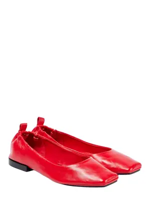 SOULIERS MARTINEZ Nova Montjuic Leather Ballet Flats - Red