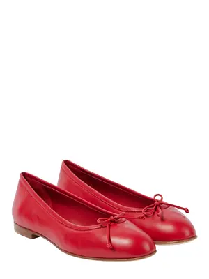 Manolo Blahnik Veralli Verona Leather Ballet Flats - Red