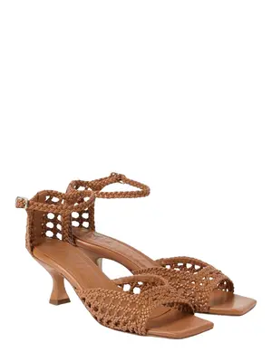 SOULIERS MARTINEZ Veronica Woven Leather Sandals - Brown