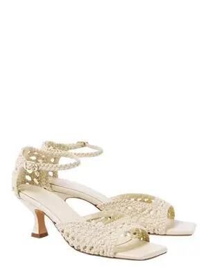 SOULIERS MARTINEZ Veronica Woven Leather Sandals - White