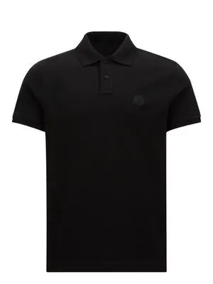 Moncler Logo Patch Cotton Piquet Polo Shirt - Black