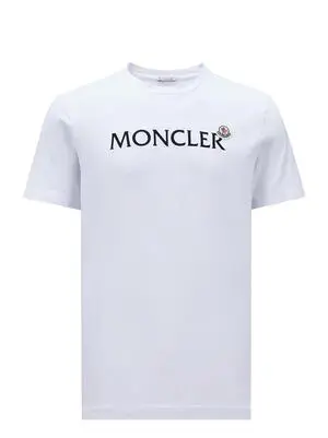 Moncler Flocked Logo Cotton T-shirt - White