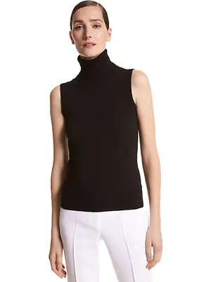 Michael Kors Michael Kors Collection Cashmere Sleeveless Turtleneck Black