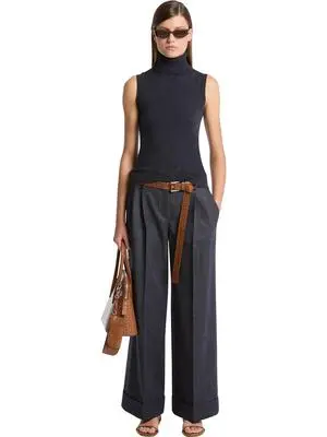 Michael Kors Michael Kors Collection Cashmere Sleeveless Turtleneck Blue