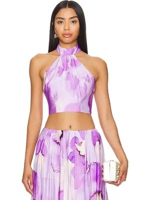 Bardot Alora Halter Top - Lavender Floral