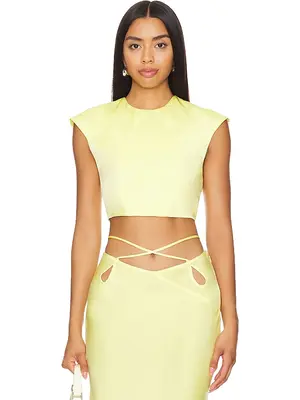 Bardot Anya Satin Top - Canary Yellow