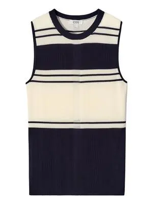 Cos Ribbed-Knit Tank Top Blue