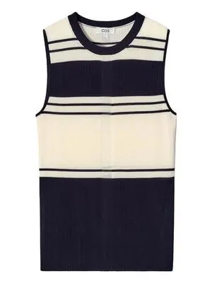 Cos Ribbed-knit Tank Top - Navy