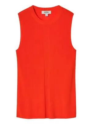 Cos Ribbed-Knit Tank Top Orange