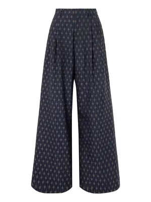 Etro Pleated Jacquard Wide-leg Pants - Blue