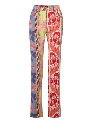 Etro Printed High-rise Straight-leg Jeans - Red