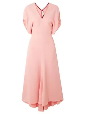 Victoria Beckham Gathered Crepe Midi Dress - Pink