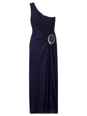 Oseree Lumière One-shoulder Metallic Maxi Dress - Blue