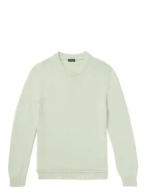 Zegna Organic Cotton And Silk-blend Sweater - Green