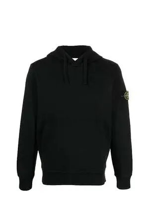 Stone Island Logo Patch Hoodie - Black