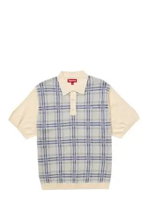 Supreme Plaid Knit Polo Shirt - White