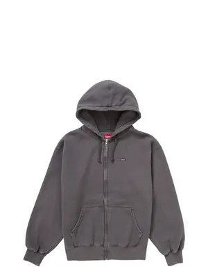 Supreme Overdyed Small Box Zip-Up Hooded Sweatshirt Charcoal