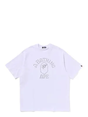 A BATHING APE Rhinestone College Relaxed Fit Tee Shirt - White