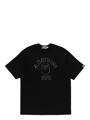 A BATHING APE Rhinestone College Relaxed Fit Tee Shirt - Black