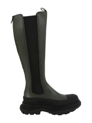 Alexander McQueen Tread Slick Knee High Boots - Khaki/black