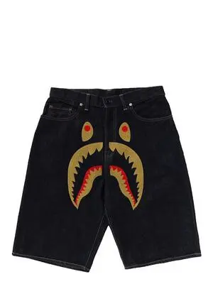 A BATHING APE Shark Denim Shorts - Indigo