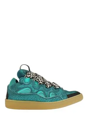 LANVIN Leather Curb Crystal Sneakers Blue/white/black