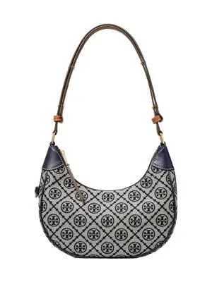 Tory Burch T-monogram Jacquard Crescent Shoulder Bag - Tory Navy