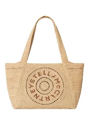 Stella McCartney Logo Raffia Medium Tote Bag - Natural