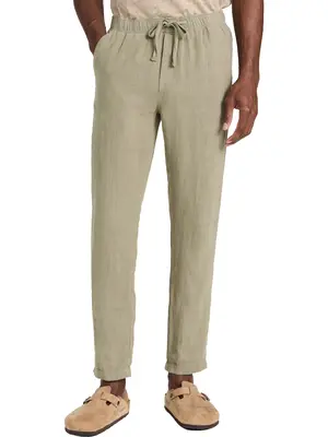 Faherty Brand Linen Drawstring Trousers - Canyon Olive